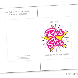 You Are A Rock Star Printable Thank You Card - Instant Download - Etsy
