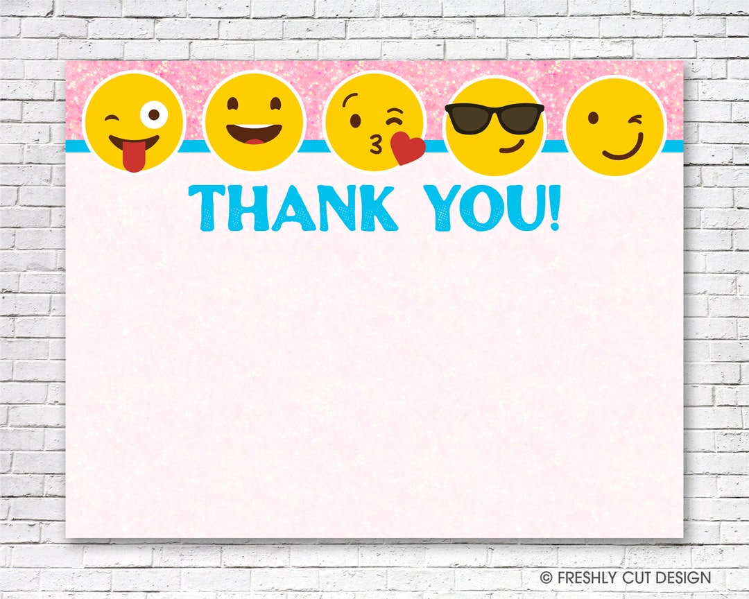 Pink Sparkles Emoji Thank You Card - Instant Download - Etsy