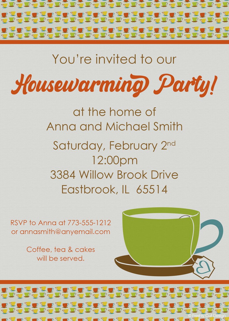 Coffee Cup Housewarming Party - Printable or Printed (w/ FREE Envelopes ...