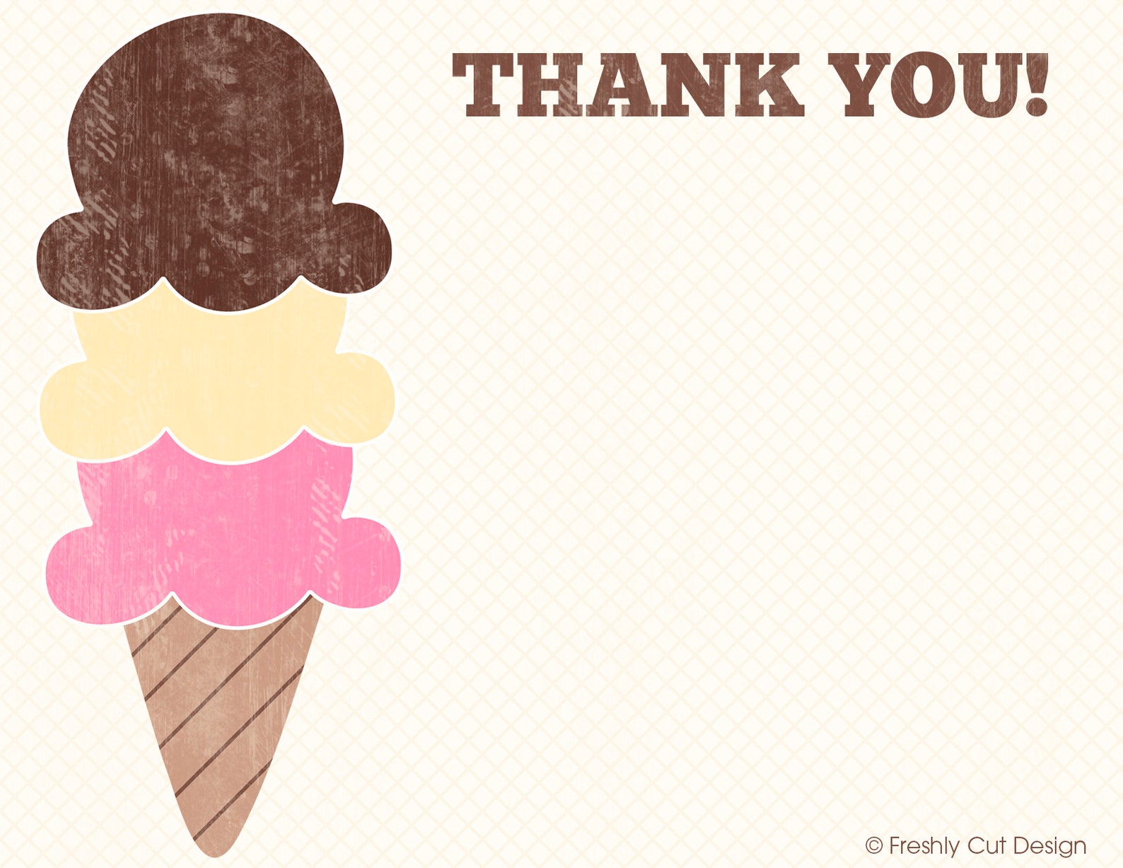 Ice Cream Thank You Card Instant Download - Etsy