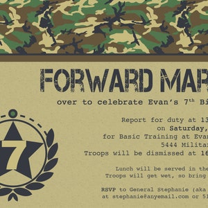 Forward March or Sound off Military Birthday Party - Printable or ...