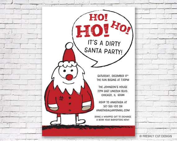 Dirty Santa Holiday Party Invitation Printable or Printed - Etsy