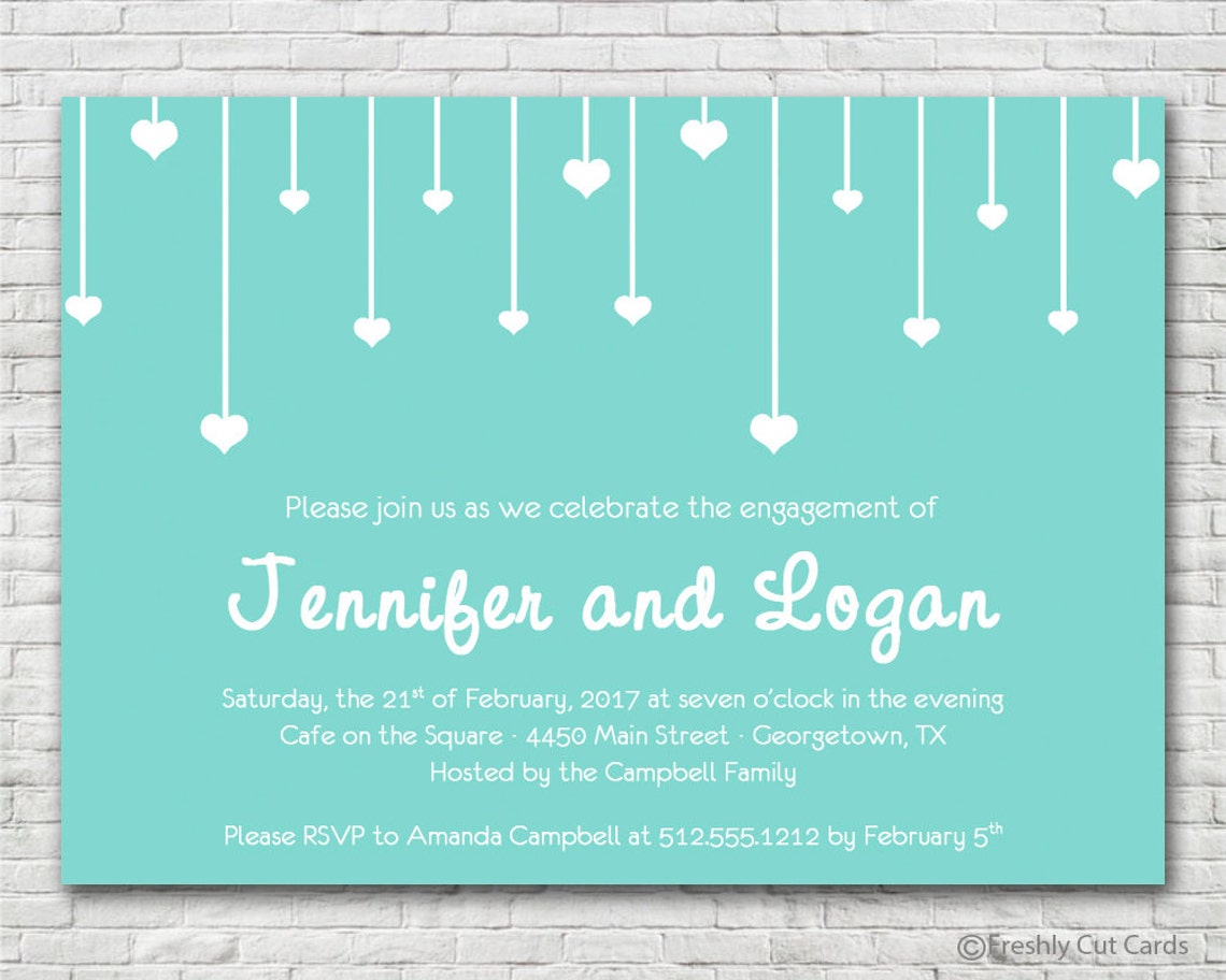 Raining Hearts Engagement Invitation Printable or Printed | Etsy