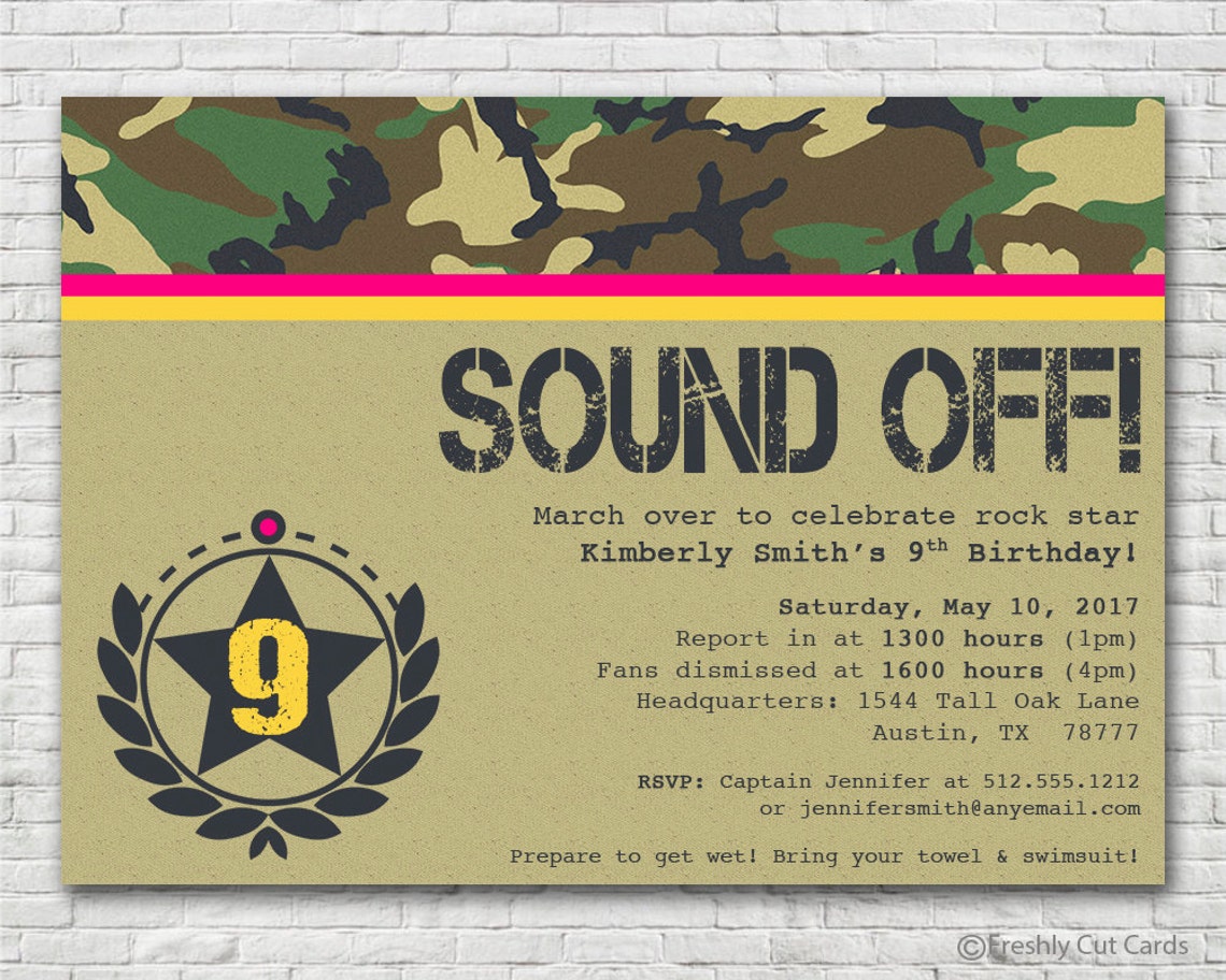 Forward March or Sound off Military Birthday Party Printable | Etsy