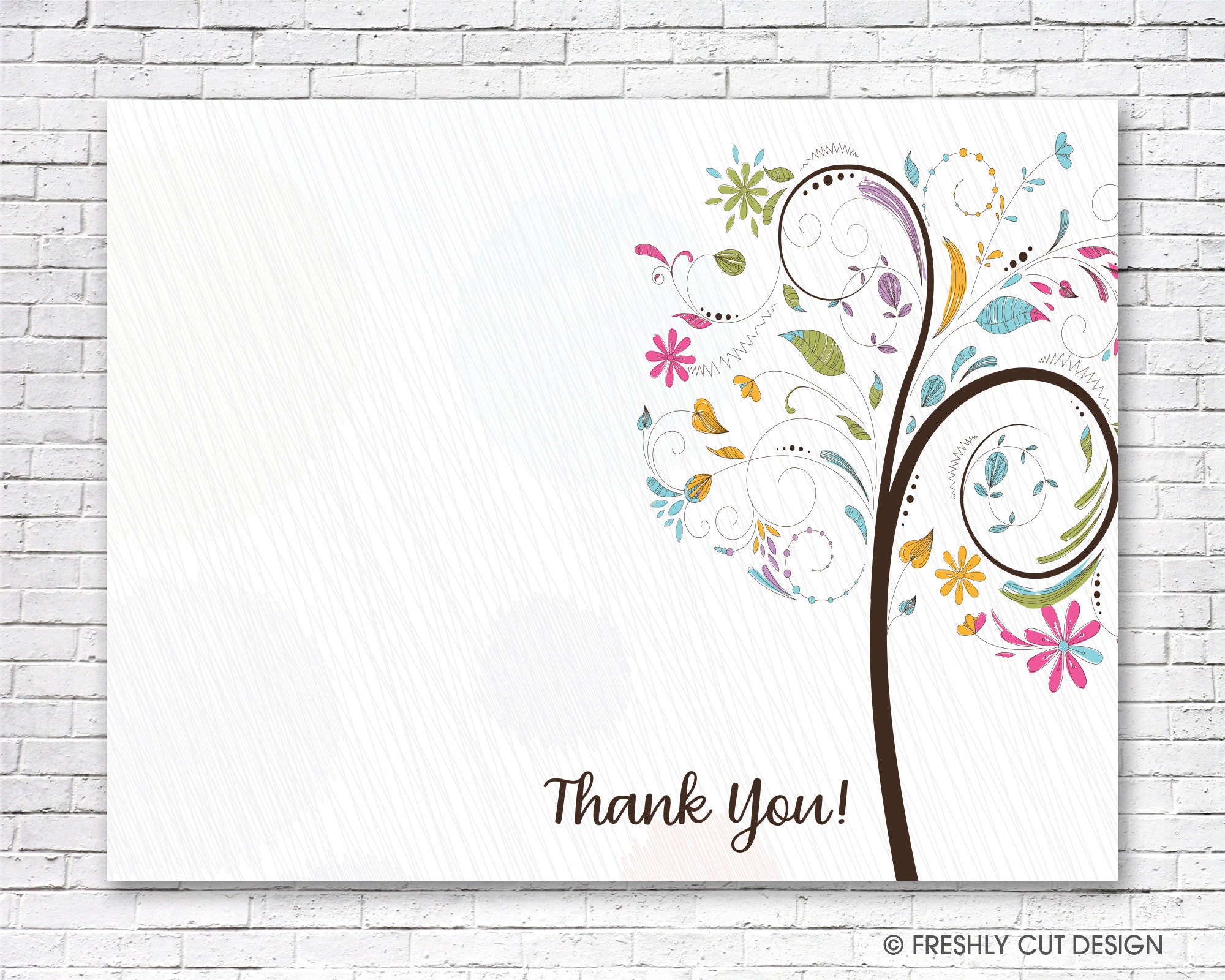 Colorful Tree Thank You Card - Instant Download - Etsy