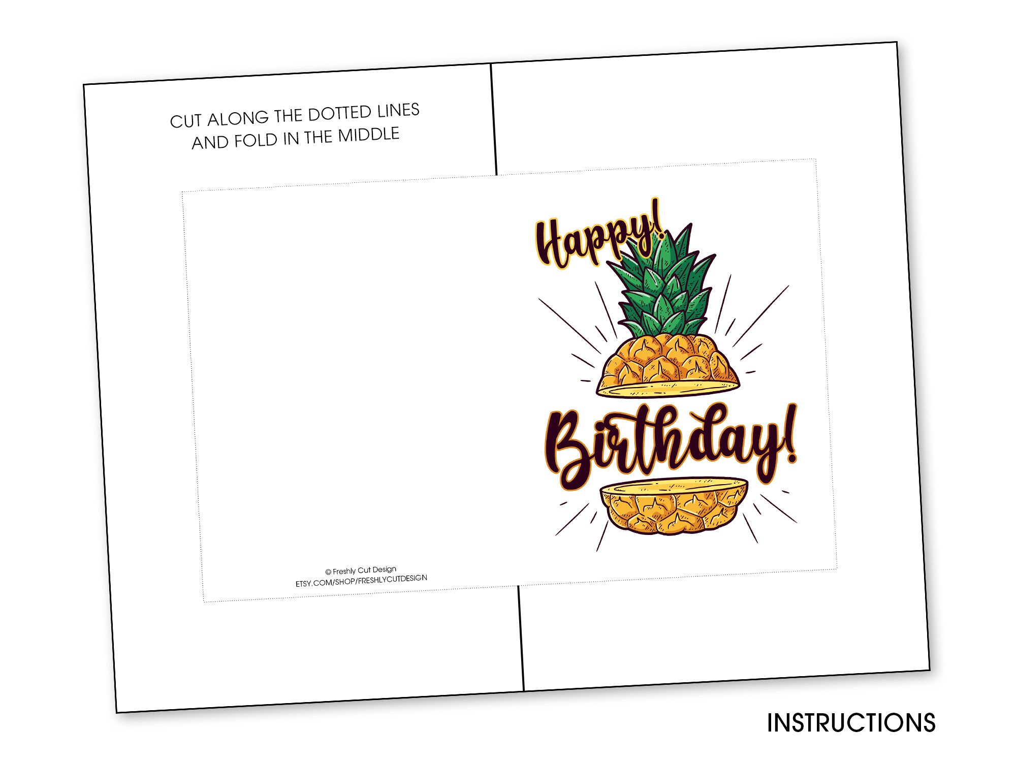 Pineapple Birthday Printable Card - Instant Download - Etsy