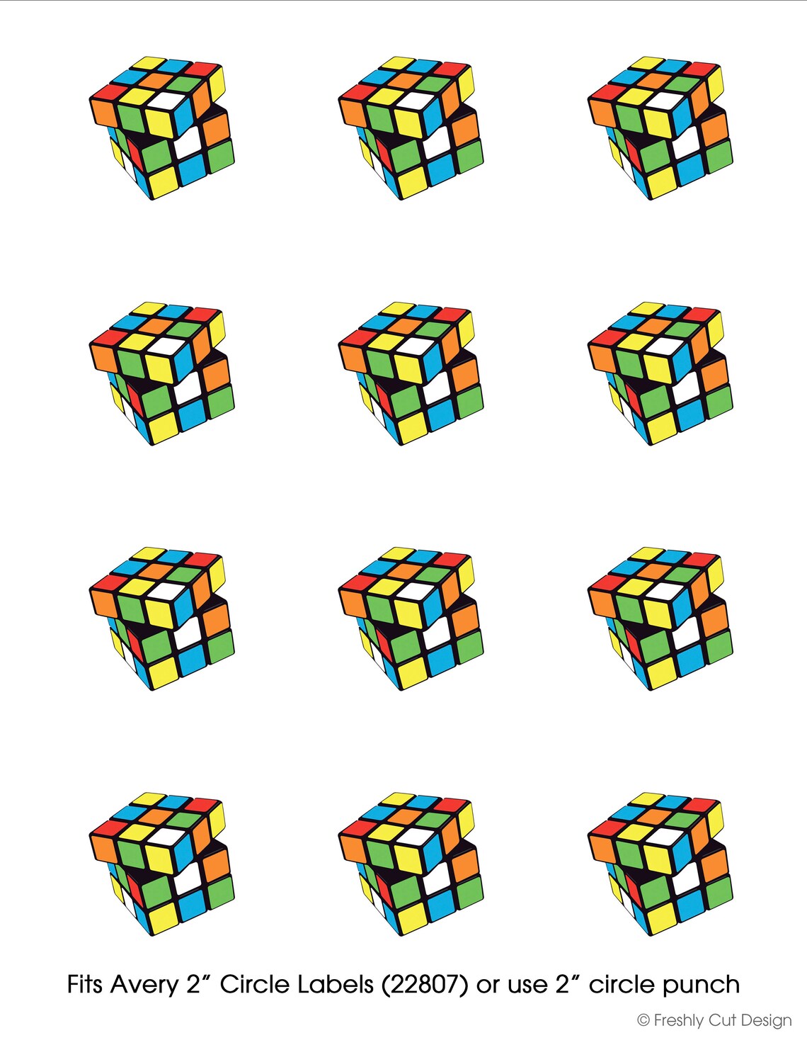 Rubik's Cube 2" Printable Labels - Fits Avery 22807 Sticker Labels - Etsy