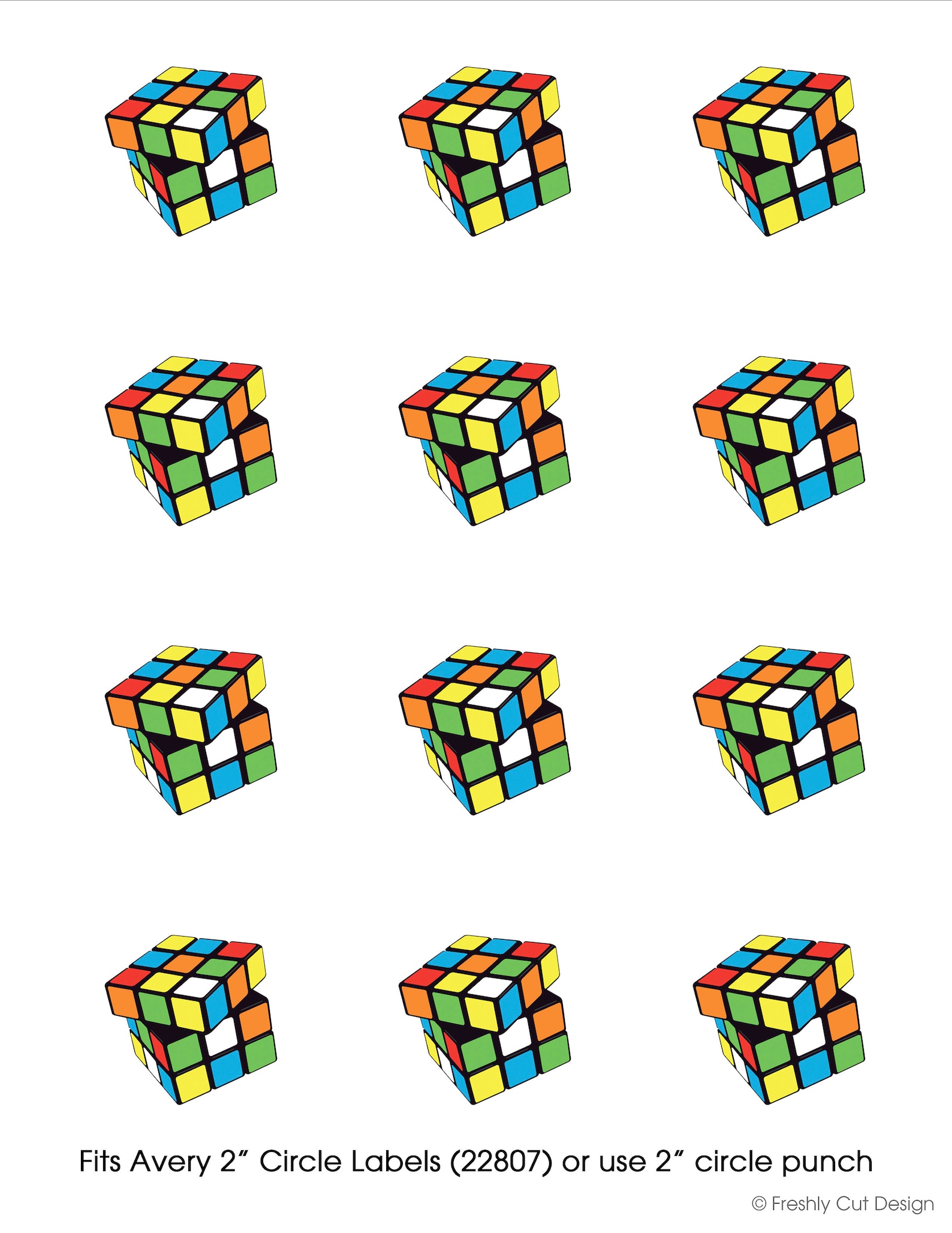 Rubik's Cube 2" Printable Labels - Fits Avery 22807 Sticker Labels - Etsy