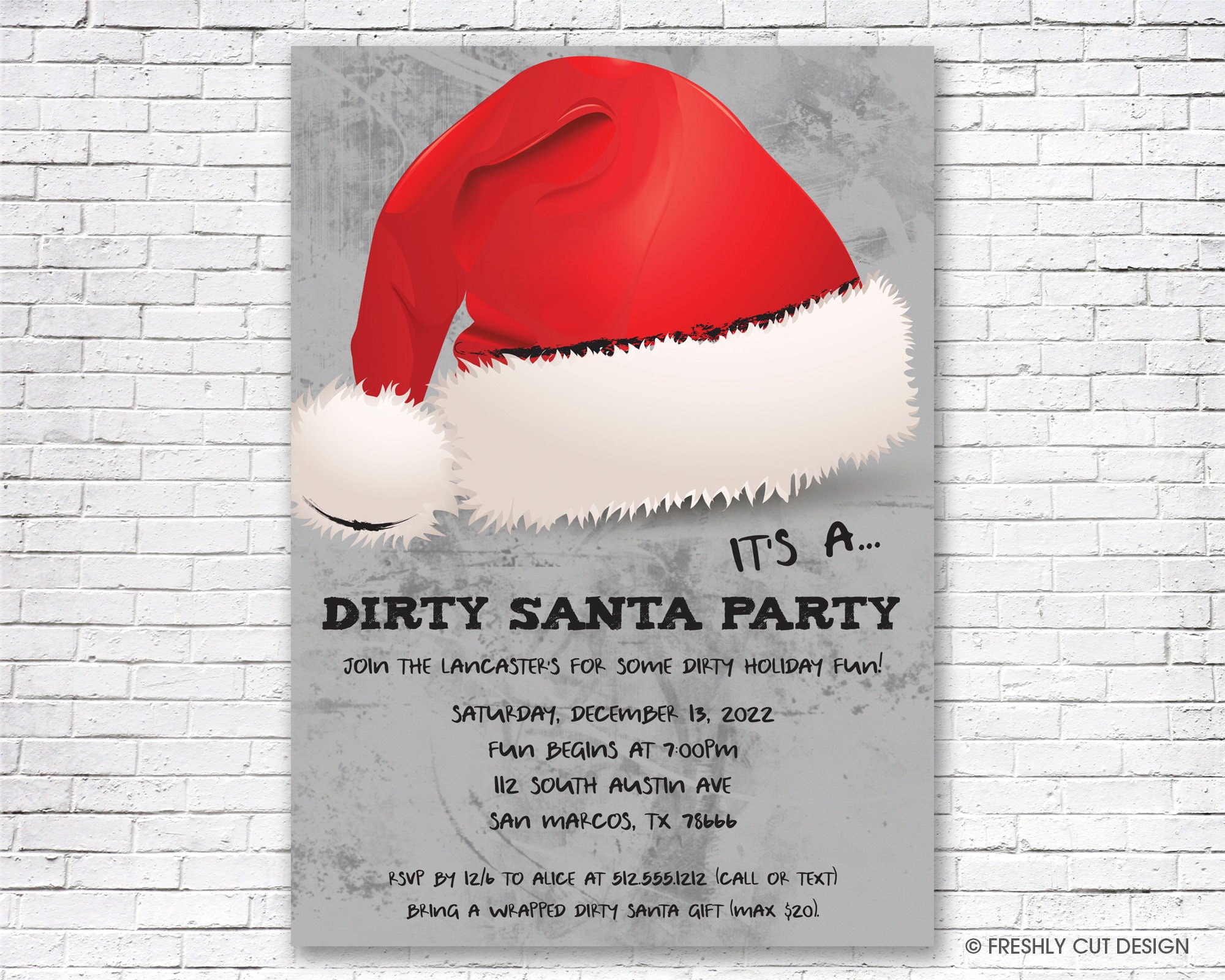 Grungy Dirty Santa Holiday Party Printable or Printed w/ - Etsy