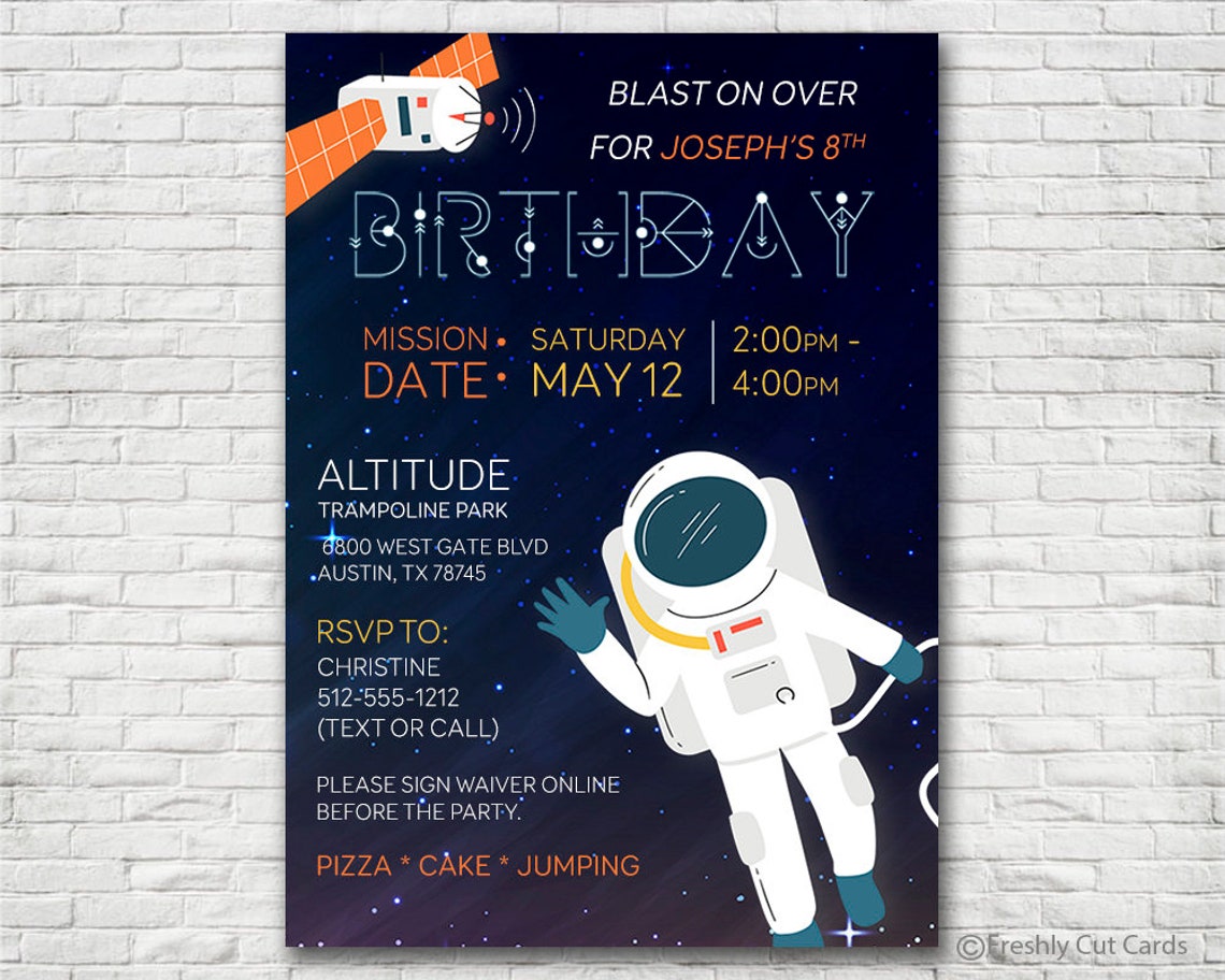 Blast off Birthday Invitation Printable or Printed w/ FREE | Etsy