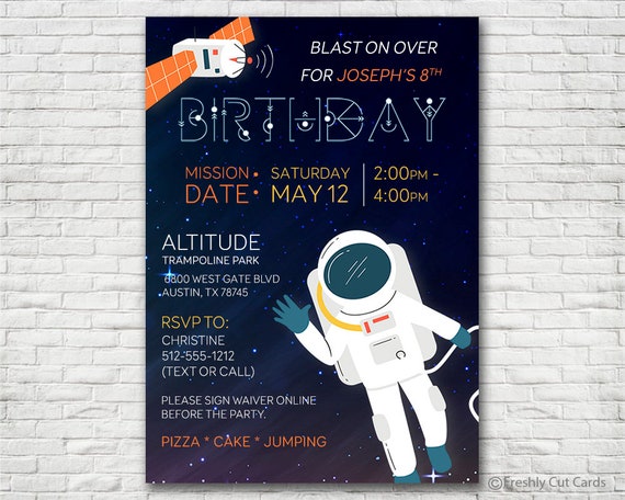 Blast off Birthday Invitation Printable or Printed w/ FREE | Etsy