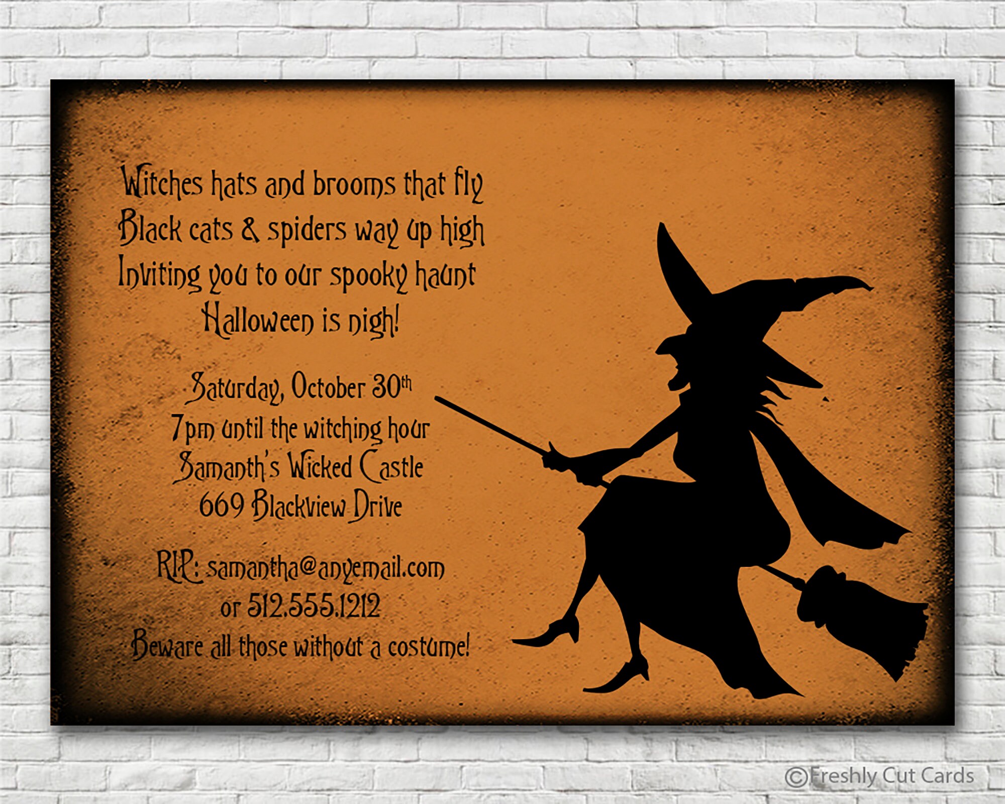Witch on a Broomstick Halloween Invitation Printable or | Etsy
