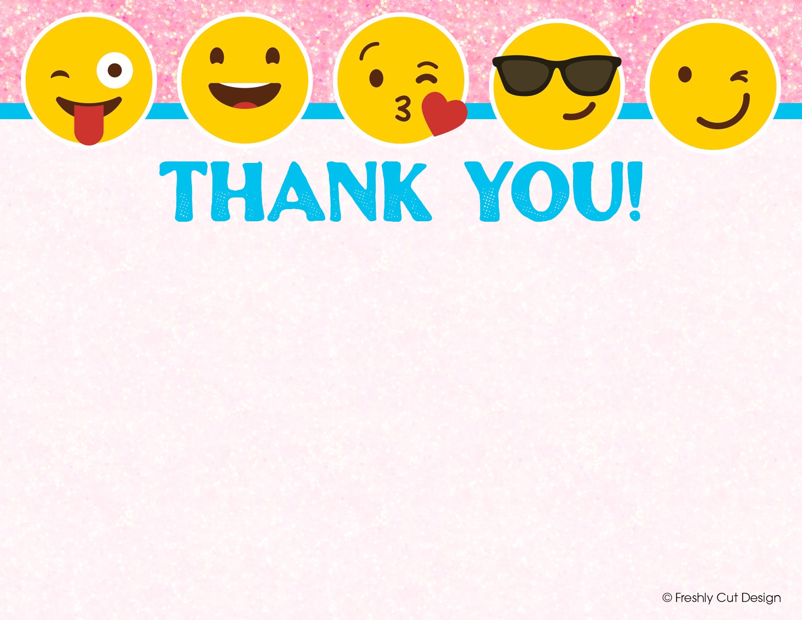 Pink Sparkles Emoji Thank You Card - Instant Download - Etsy