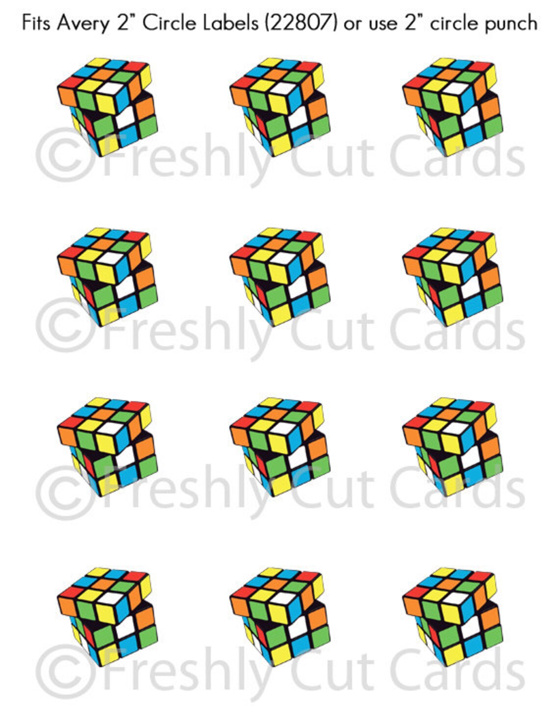 Rubik's Cube 2 Printable Labels Fits Avery 22807 | Etsy