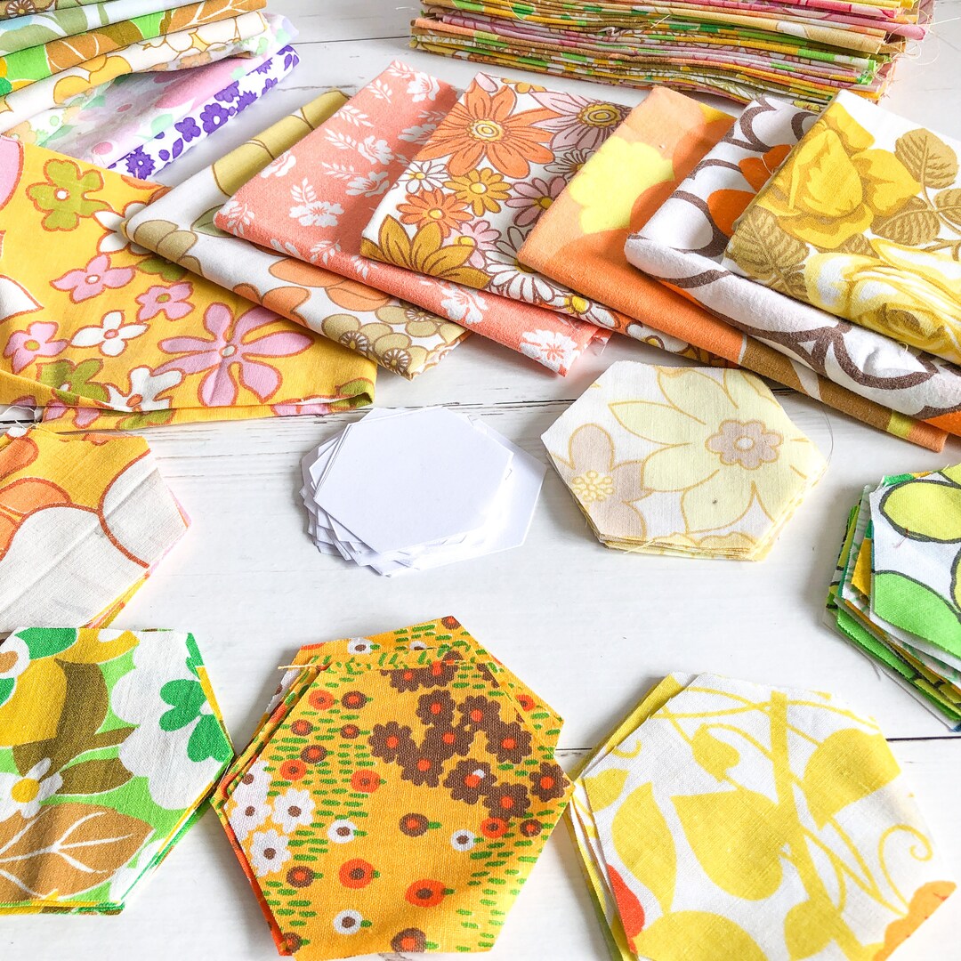 Pack of 35 Pre Cut Vintage Sheet EPP Hexies and Paper Templates. 1.75 ...