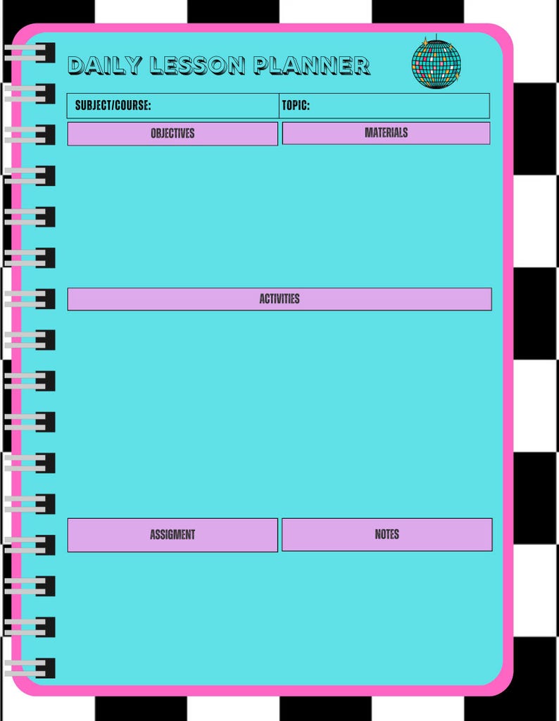 Retro Teacher Planner Printable | Digital Teacher Planner PDF | Weekly ...