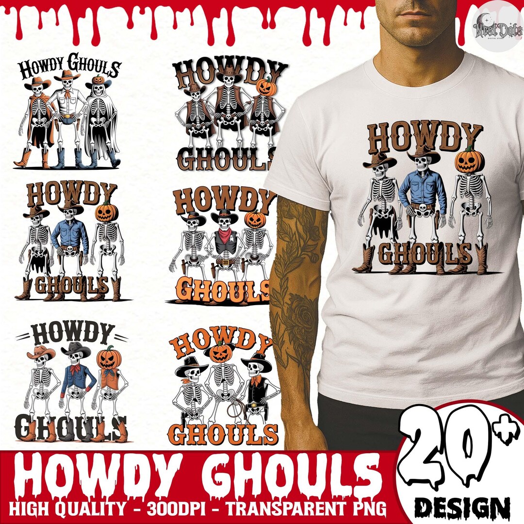Cowboy Ghost Png Bundle, 20 PNG Western Halloween, Howdy Ghouls Png ...