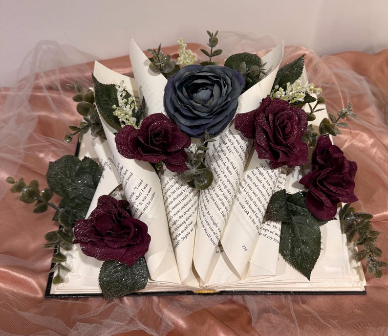 Open Book Floral Wedding Centerpiece - Etsy