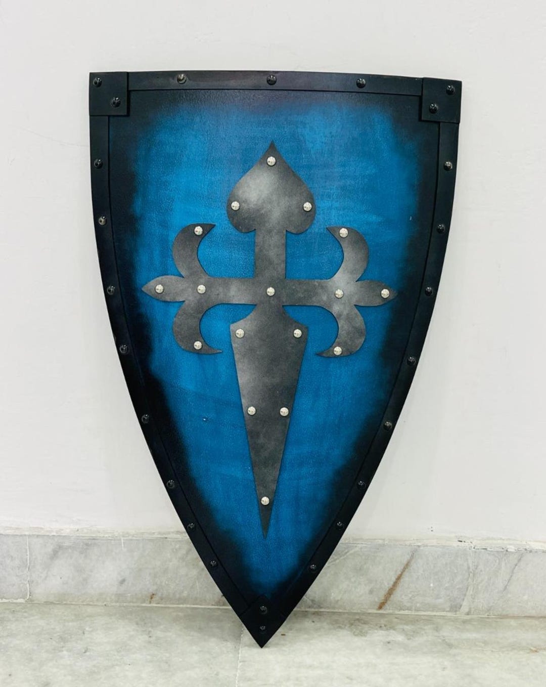 Templar Knight Shield – 24" Wooden Heater With Cross Emblem - Etsy