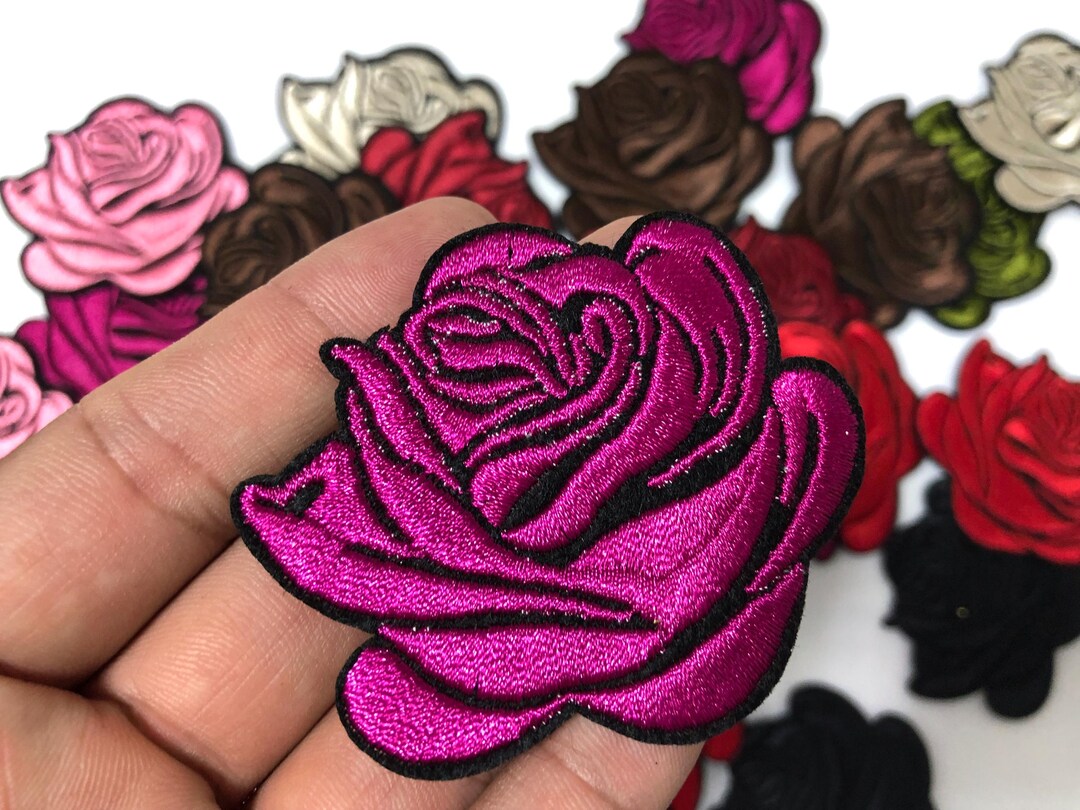 Gothic Black Rose Iron on Patches for Jackets, Bags, Hats - Minimalist ...