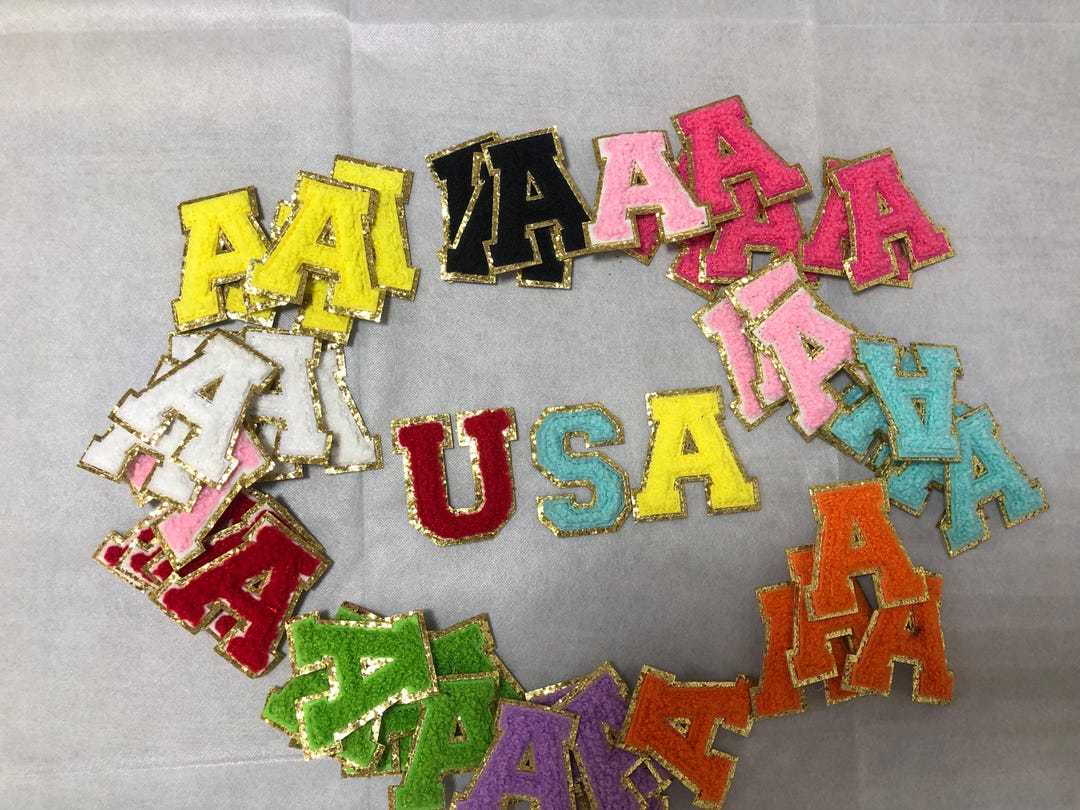 2.17 Inch Gold Trim Velvet Letter Patches Iron on A-Z for Clothes ...
