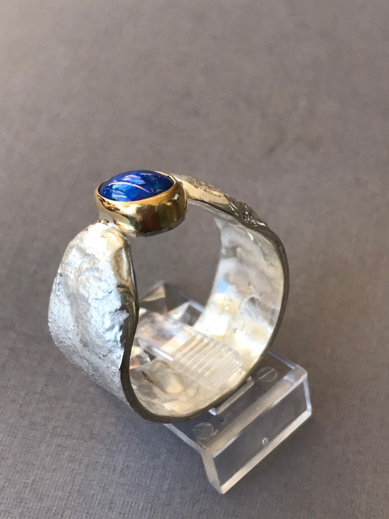 Blue Lightning Ridge Opal Doublet Ring - Etsy