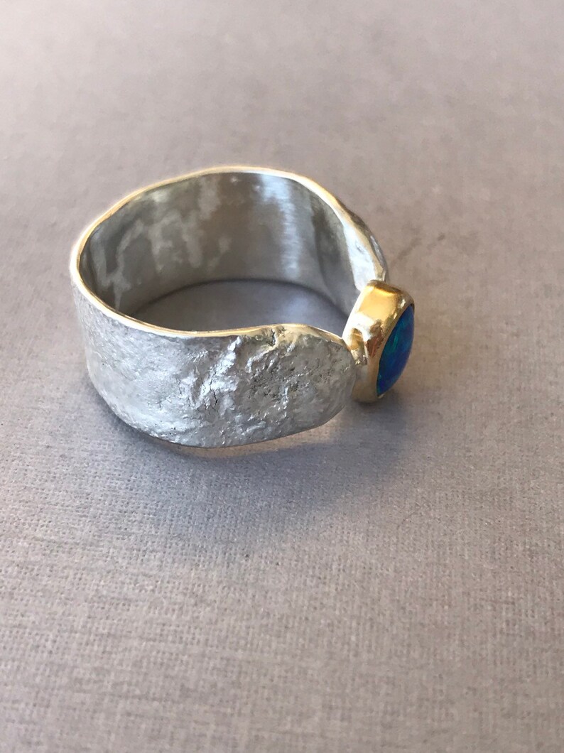 Blue Lightning Ridge Opal Doublet Ring - Etsy