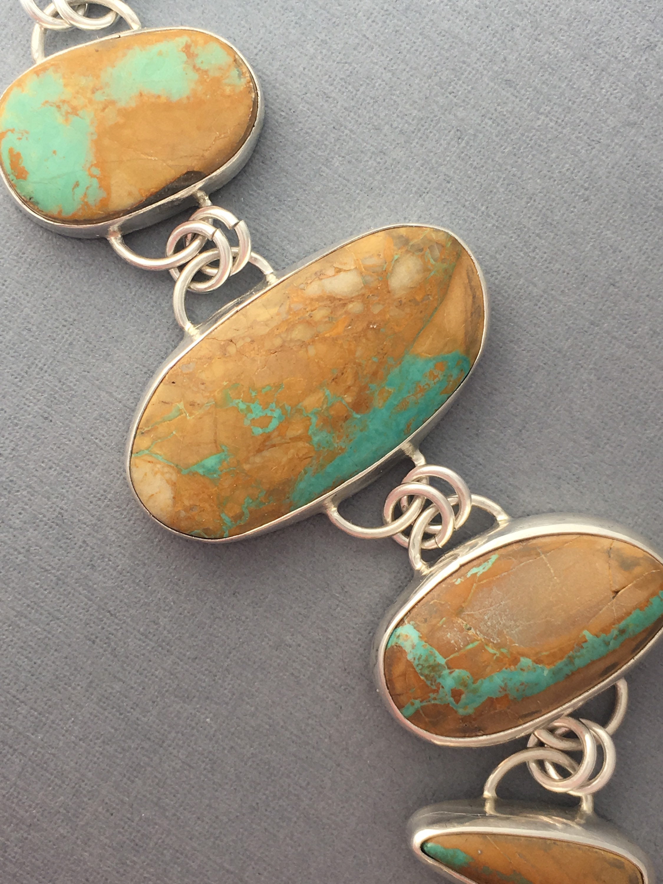 Handmade, sterling silver, Boulder Ribbon Turquoise, Bracelet