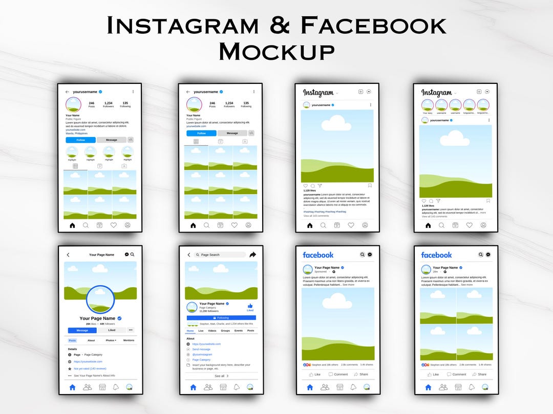 Instagram & Facebook Mockup Template Social Media Editable Canva ...