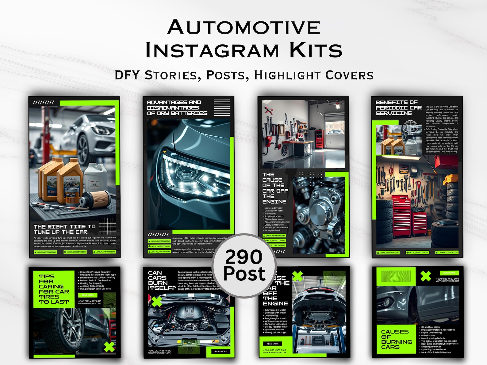 Automotive Instagram Templates Canva Stories Posts and Highlight Covers ...