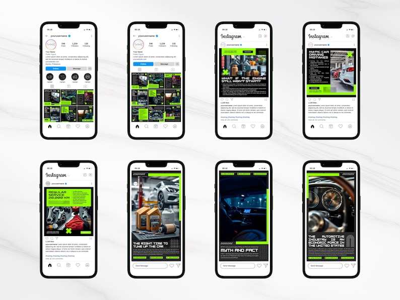 Automotive Instagram Templates Canva Stories Posts and Highlight Covers ...
