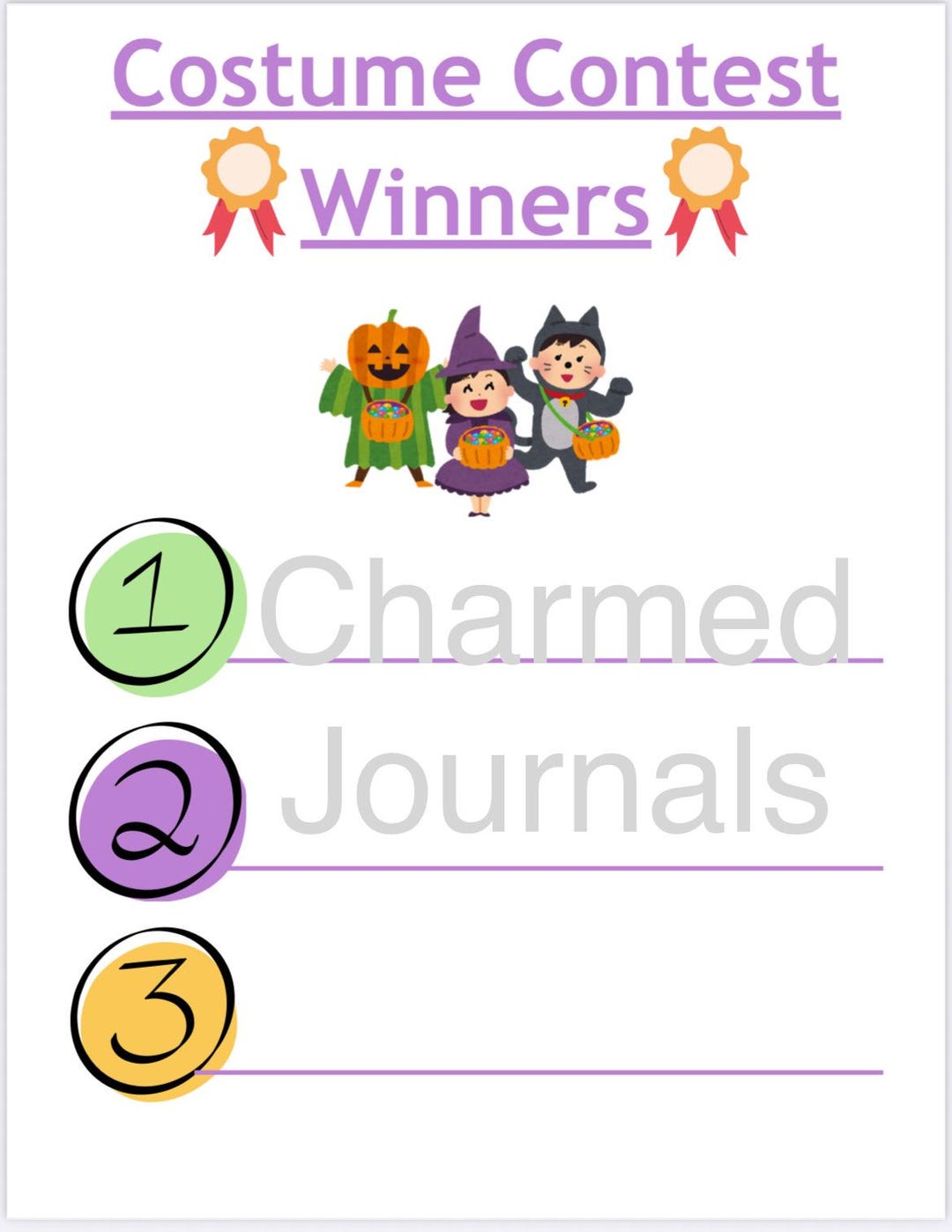 Halloween Costume Winners Poster Template Printable PDF File - Etsy