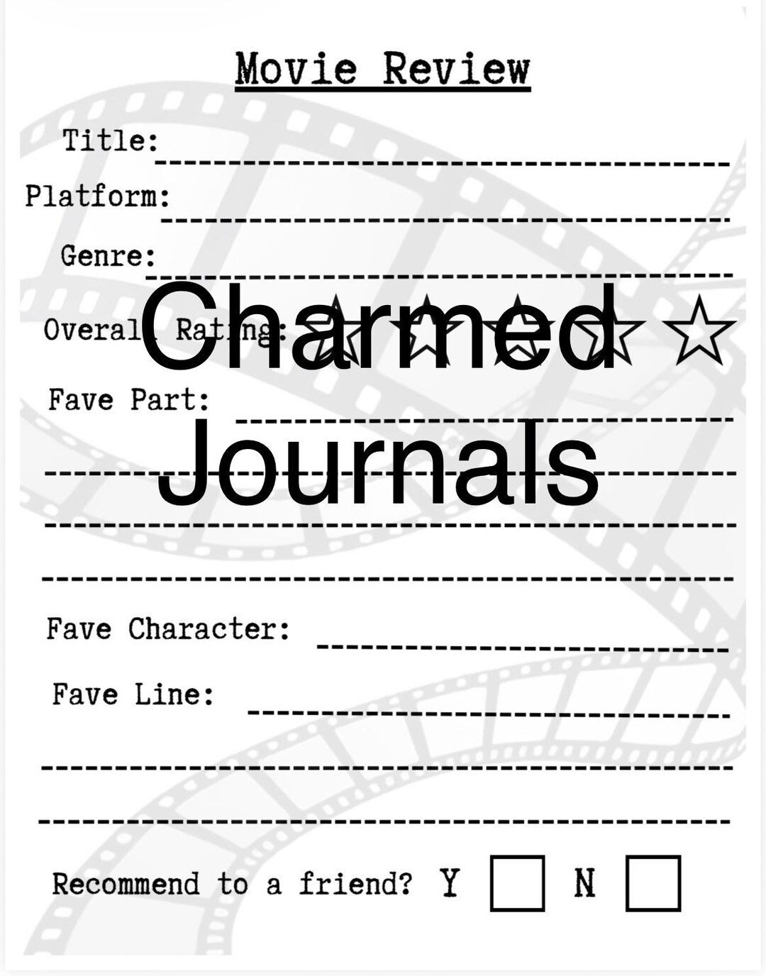 Movie Review Template Printable PDF File - Etsy