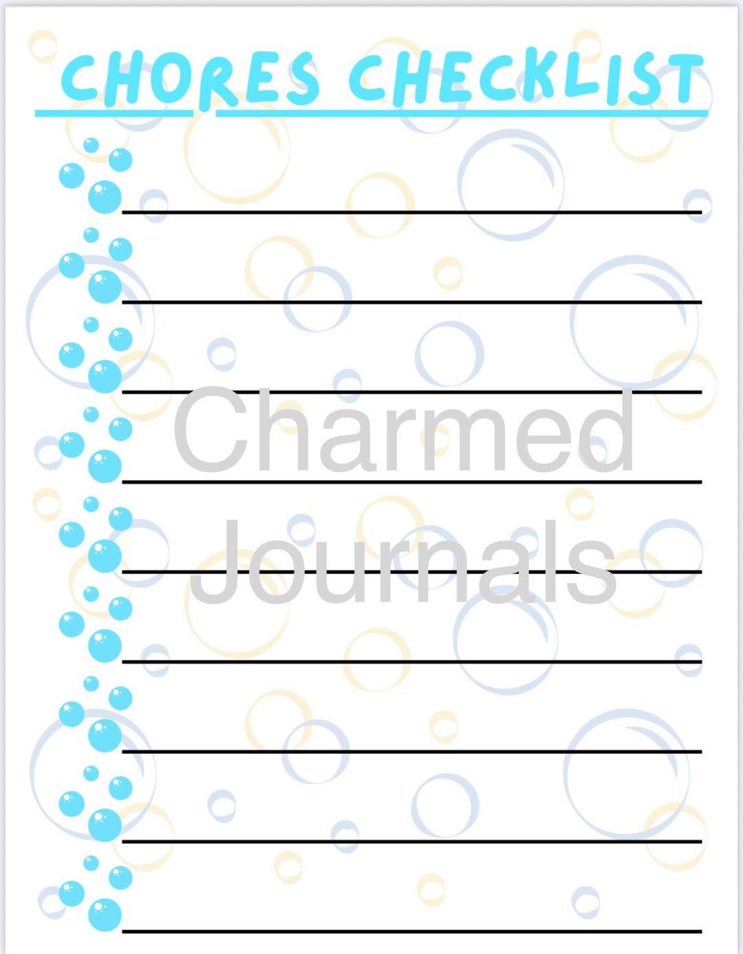 Chores Checklist Printable PDF File - Etsy UK