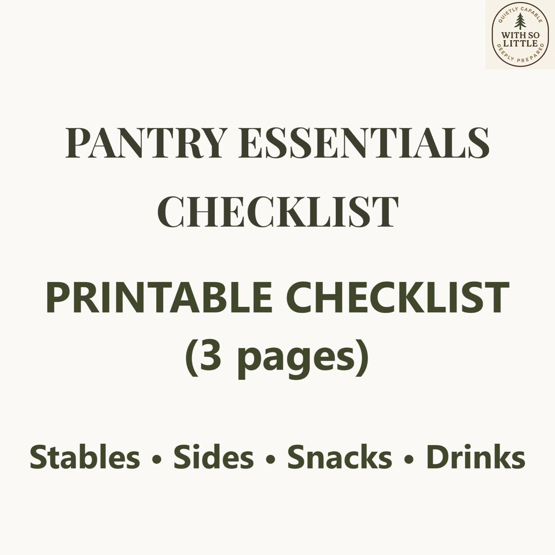 Emergency Pantry Checklist Printable - Core Staples, Canned Goods ...