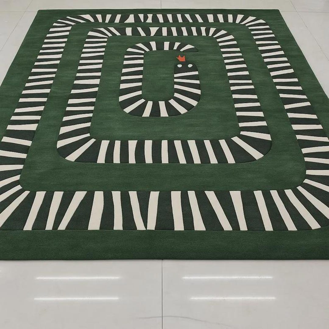 Green Snake Wool Rug – Handmade - Etsy