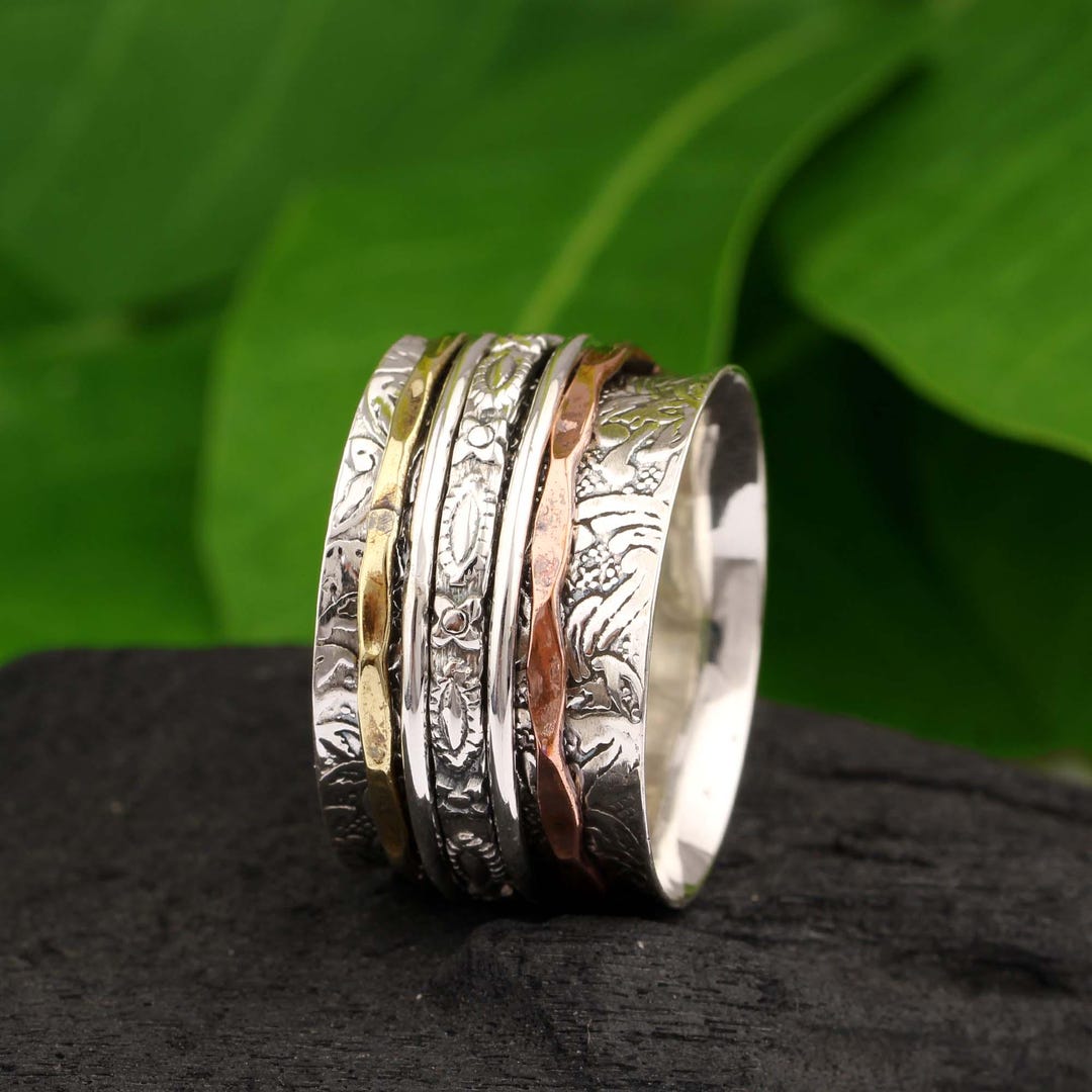 Unique Design Anxiety Relief Ring Boho 925 Sterling Silver Designer ...