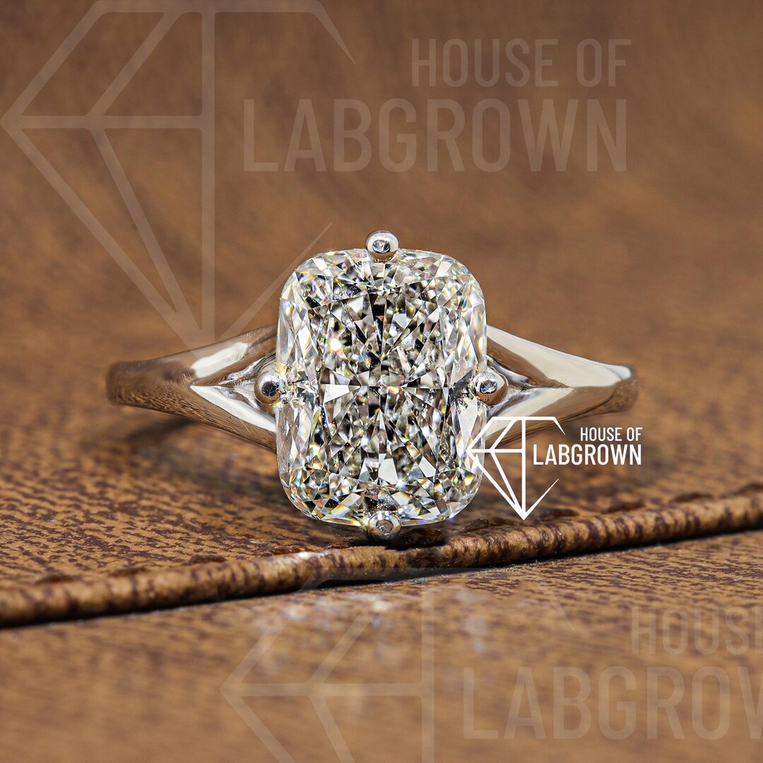 IGI Certified 3.5 CT Radiant Cut Lab Grown Diamond Engagement Ring 14K ...
