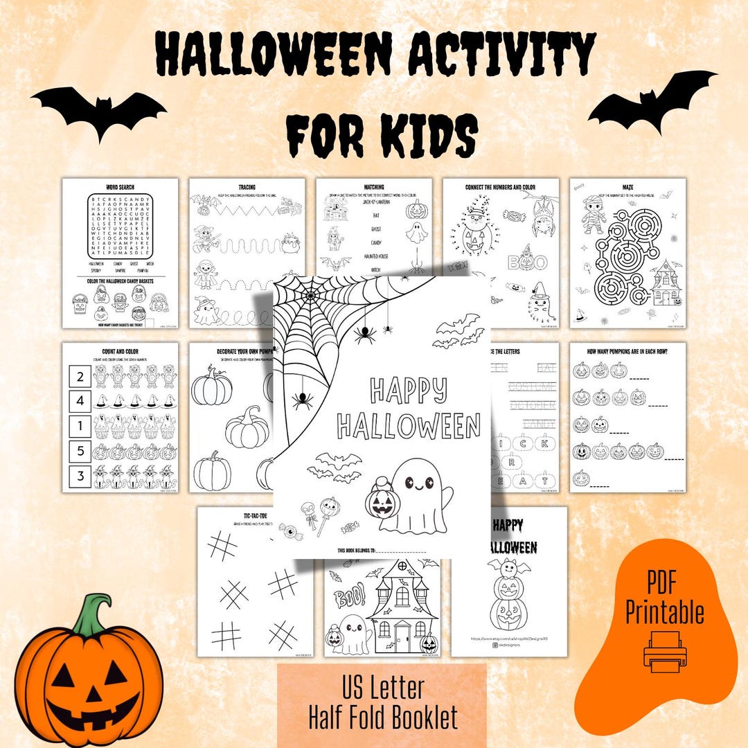 Kids Halloween Activity Booklet: Games, Coloring, Puzzles (PDF ...