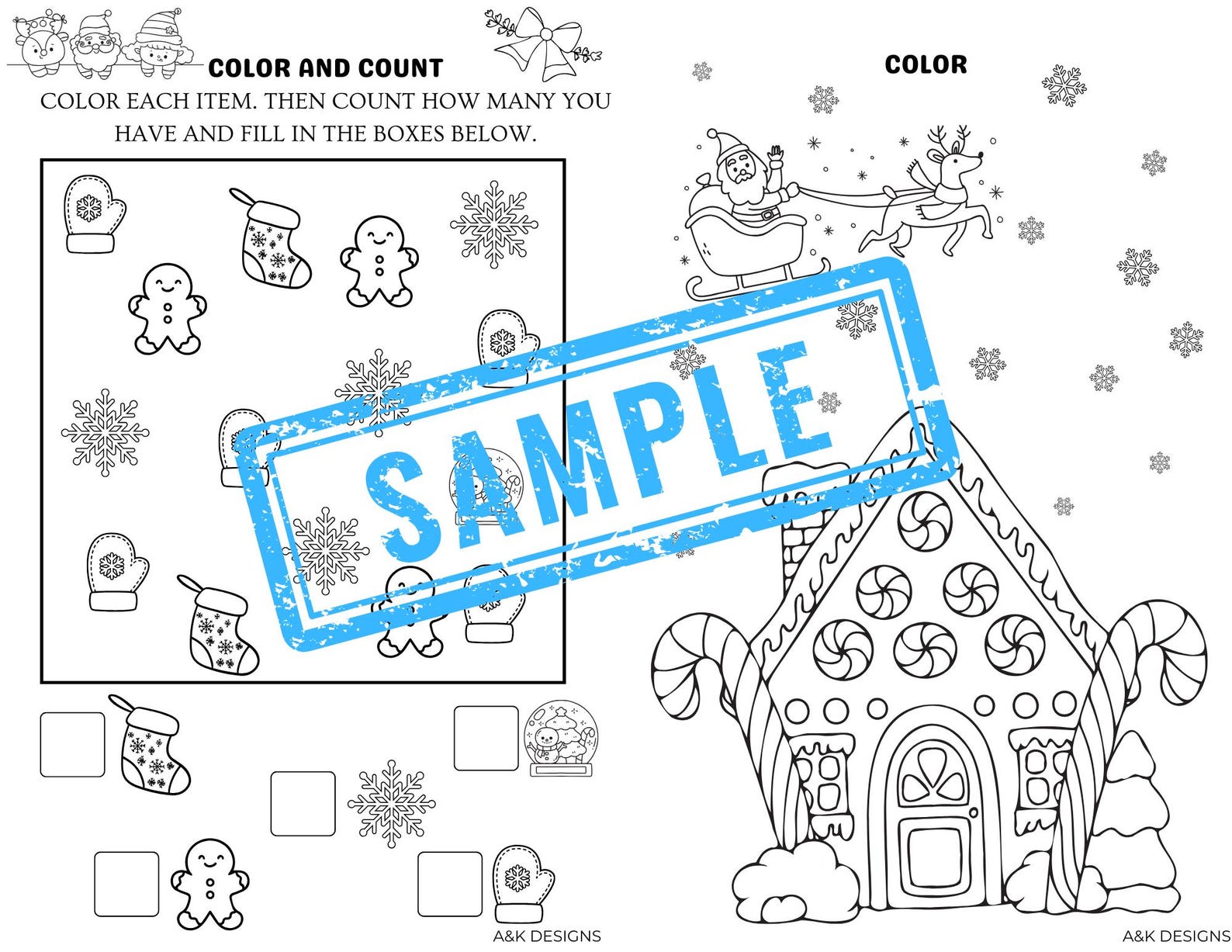 Christmas Activity Booklet for Kids | Coloring, Word Games, Matching ...