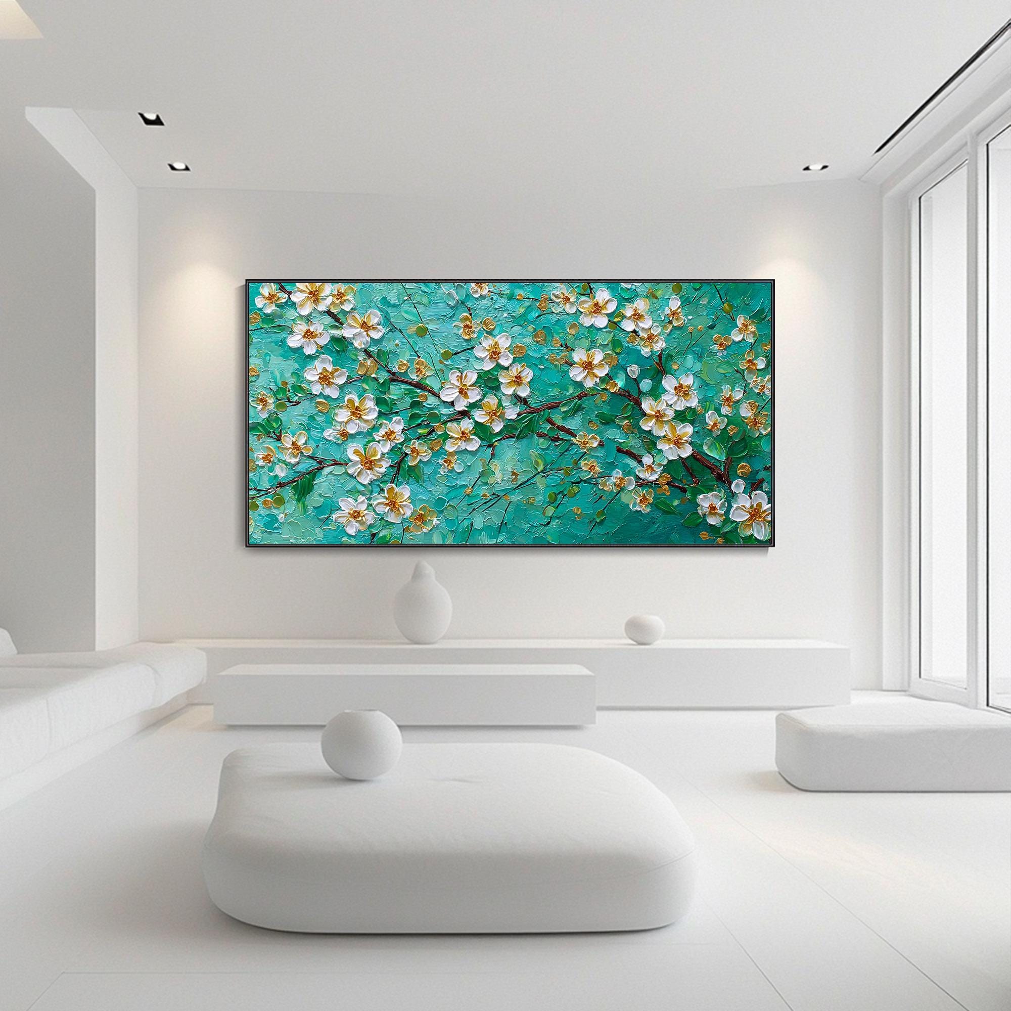 Original Twig Flower Textured Mural 3D Abstract Painting on Canvas Wall ...