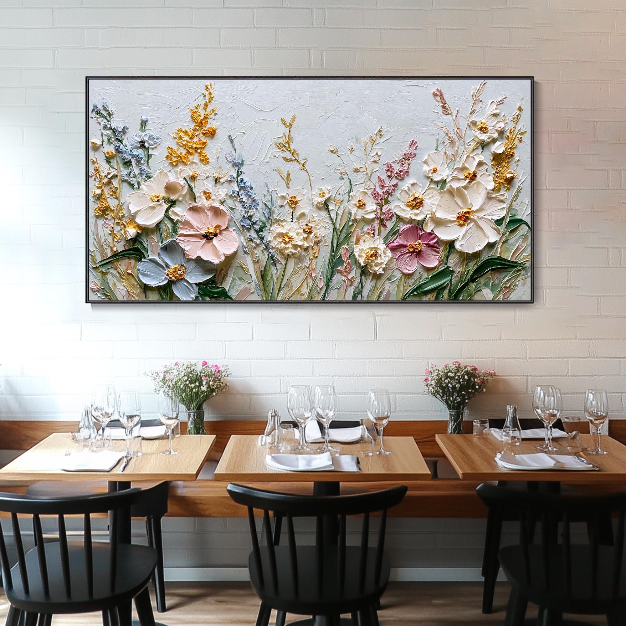 Cream Textured Wall Art Original Floral Painting on Canvas Custom ...