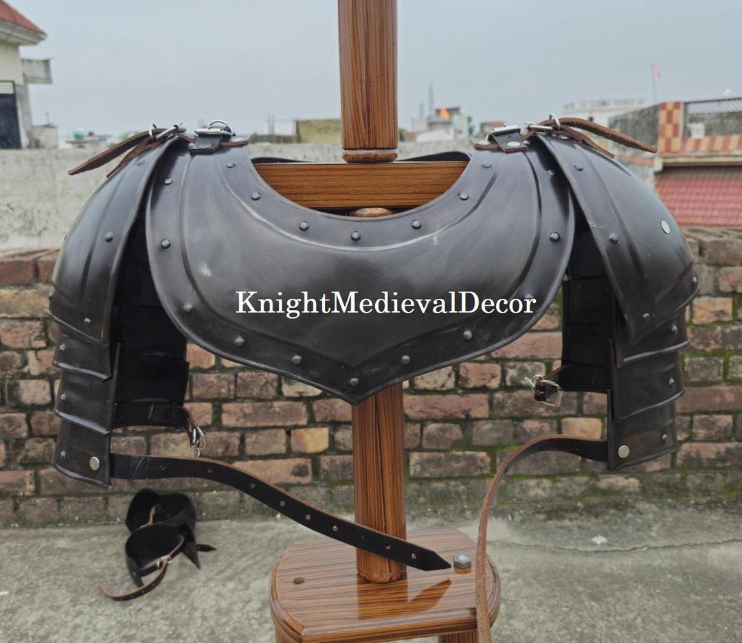 Medieval Gorget With Pauldrons – Steel Shoulder Armor Set for SCA, LARP ...