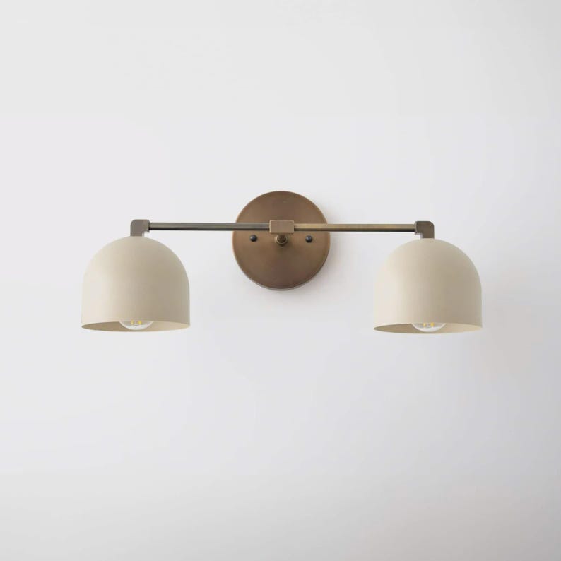 Brass Double Arm Vanity Wall Sconce, Mid-century Modern Bathroom Light ...
