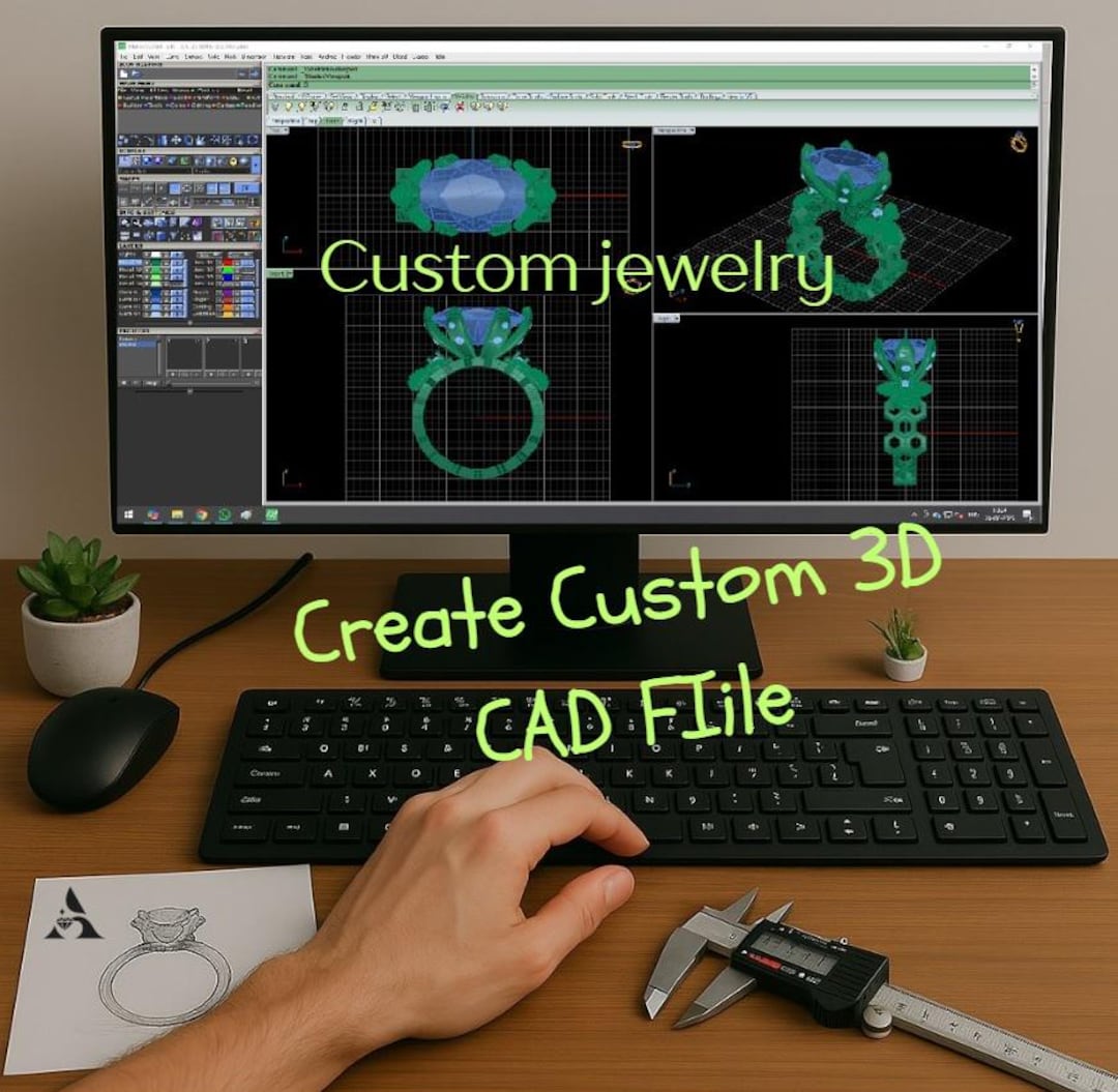 Custom Jewelry CAD Design: 3D Model for Rings, Pendants, Earrings - Etsy