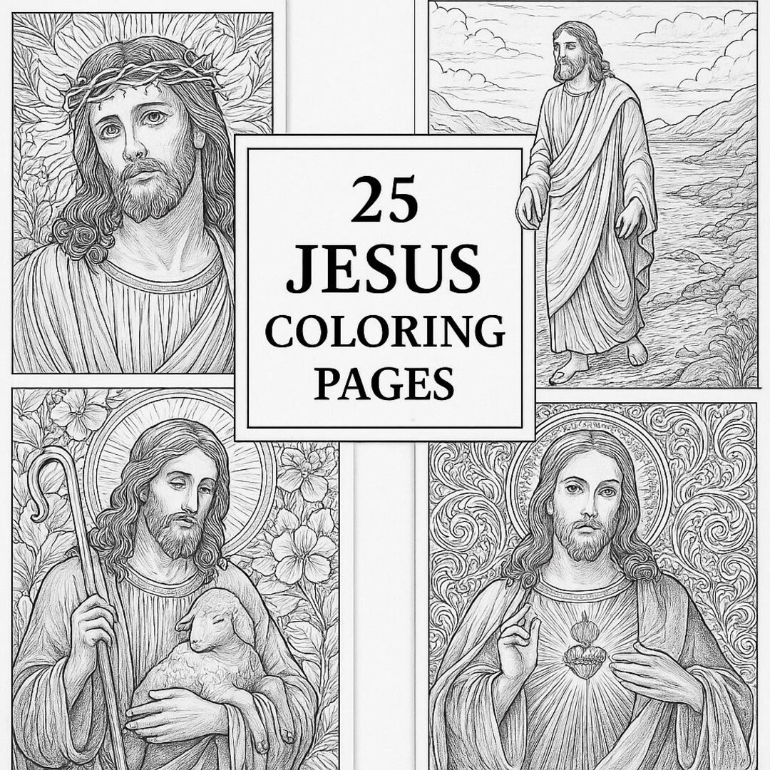 25 Jesus Coloring Pages for Adults – Printable Christian Art, Bible ...