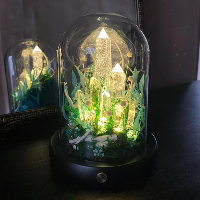Handmade Enchanted Forest Crystal Night Light, Whimsical Fairy Tale ...