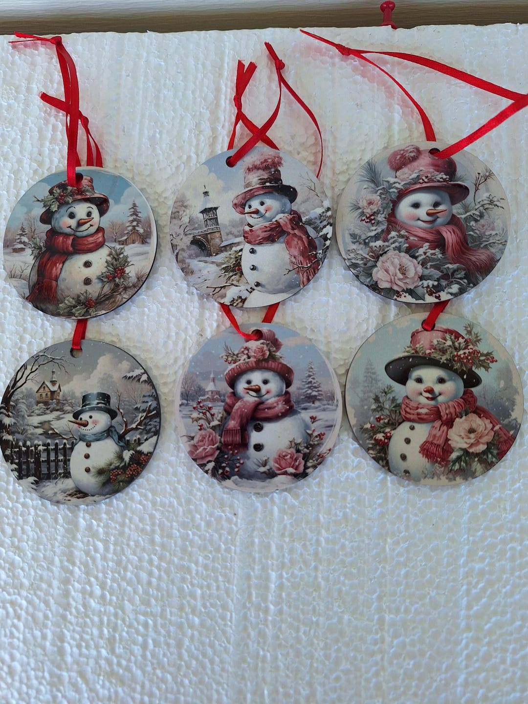 Vintage Snowmen Christmas Ornaments - Handmade Double-sided Designs - Etsy