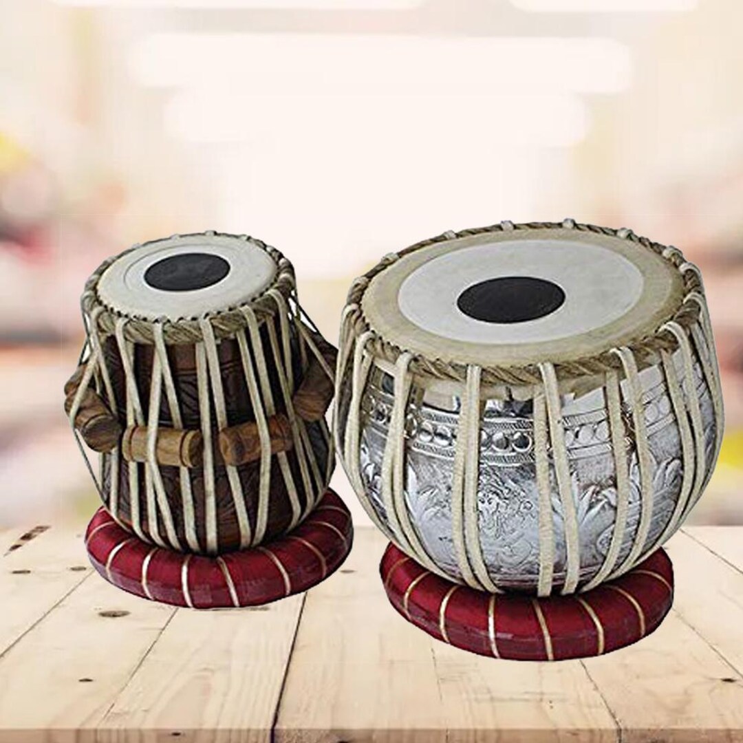 Professional Concert Ganesha Chrome Plated Copper Bayan Tabla Drum Set ...