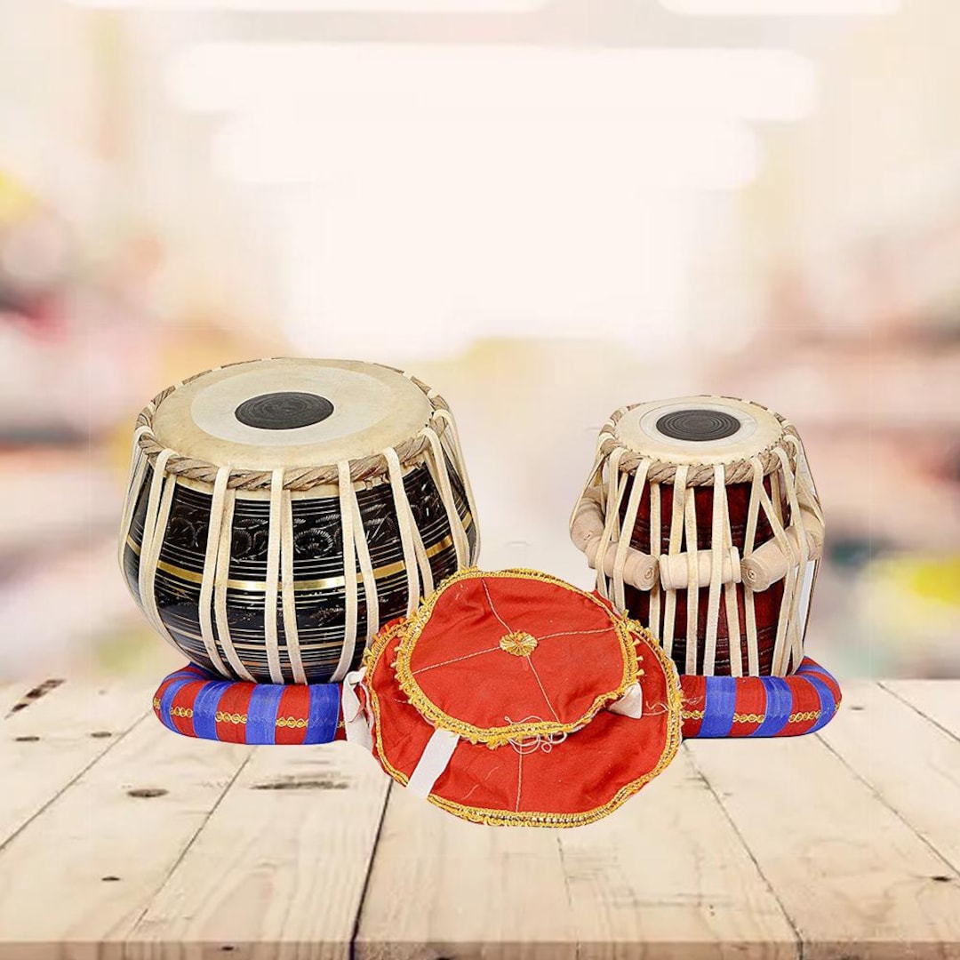 Handmade Chrome Brass Bayan Tabla Drum Set – 3 Kg | Classical Indian ...
